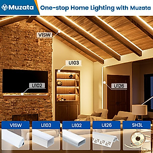 Muzata 6Pack 3.3FT/1M Wider LED Channel System with Milky White Cover Silver Aluminum LED Strip Channel for Waterproof LED Strips up to 16mm U102 WW