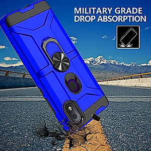 T-Mobile TCL Revvl 4 Case, with 3 Pcs Tempered Glass Screen Protector, Built-in Ring Kickstand and Magnetic Car Mount Shockproof Dropproof Defend Armor Rugged Case for T-Mobile Revvl 4 - Blue