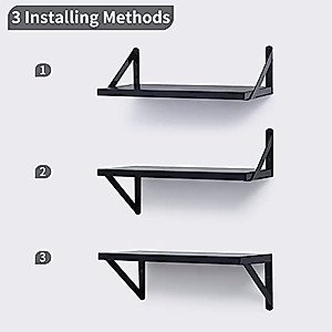 Black Floating Shelves, Modern Black Wall Shelf for Bathroom, Wood Floating Shelf Wall Mounted for Home Decor, Storage Hanging Shelves for Living Room, Bedroom, Office