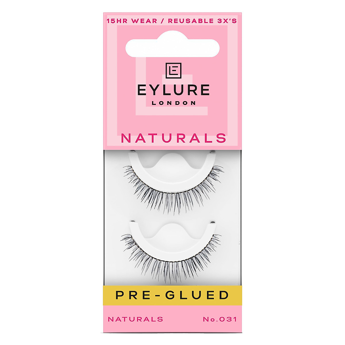 Eylure Press On Pre-Glued False Eyelashes, Naturals, No. 031, 1 Pair