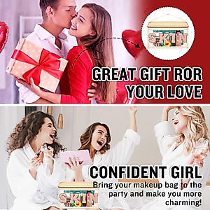 Chenille Letter Clear Makeup Bags Skin Pouch, Preppy Patch Makeup Bag Zipper with Handle, Transparent PVC & Nylon Waterproof Glitter Cosmetic Handbag Travel Toiletry Storage for Women Girl(SKIN-Beige)