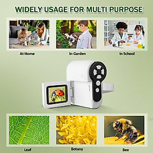 Barchrons Microscope for Kids, 1000X Handheld Kids Microscope with 6 Adjustable LED Lights, Easter Gifts for Kids Ages 8-12, 32G SD Card Included-White