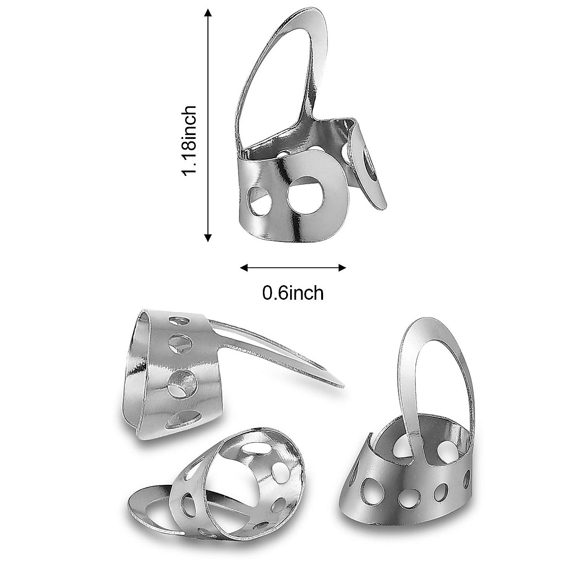 Shappy 12 Pieces Stainless Steel Guitar Finger Picks, Adjustable Metal Finger Thumb Picks for Guitar, Banjo, Large and Medium Sizes, Silver