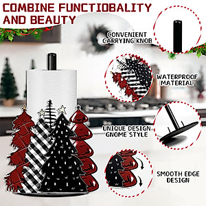 Christmas Paper Towel Holder, Red Truck Christmas Decoration, Buffalo Plaid Christmas Tree Towels Paper Holder for Kitchen Countertop Bathroom Home Farmhouse, Winter Replaceable Xmas Tree Decor Indoor