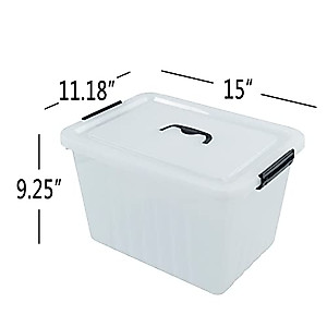 Ponpong 18 Qt. Large Plastic Storage Box, Clear Plastic Latch Box, 4 Pack
