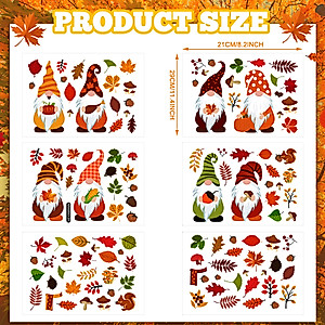 Eersida 123 Pcs Fall Gnomes Wall Stickers Thanksgiving Wall Decals Autumn Maple Leaves Wall Decor Fall Decorations Wall Vinyl Stickers for Home Classroom Kids Thanksgiving Party Supplies, 6 Sheets