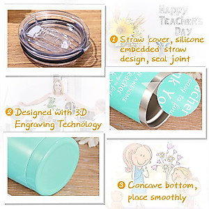 Sabary 8 Pieces Novelty Teacher's Day Appreciation Gifts Set for Women, 20 oz Travel Tumbler with Straws Brushes and Lids, Teacher Makeup Bag Cosmetic Bag, Teacher Keychain, Teacher Leather Journal