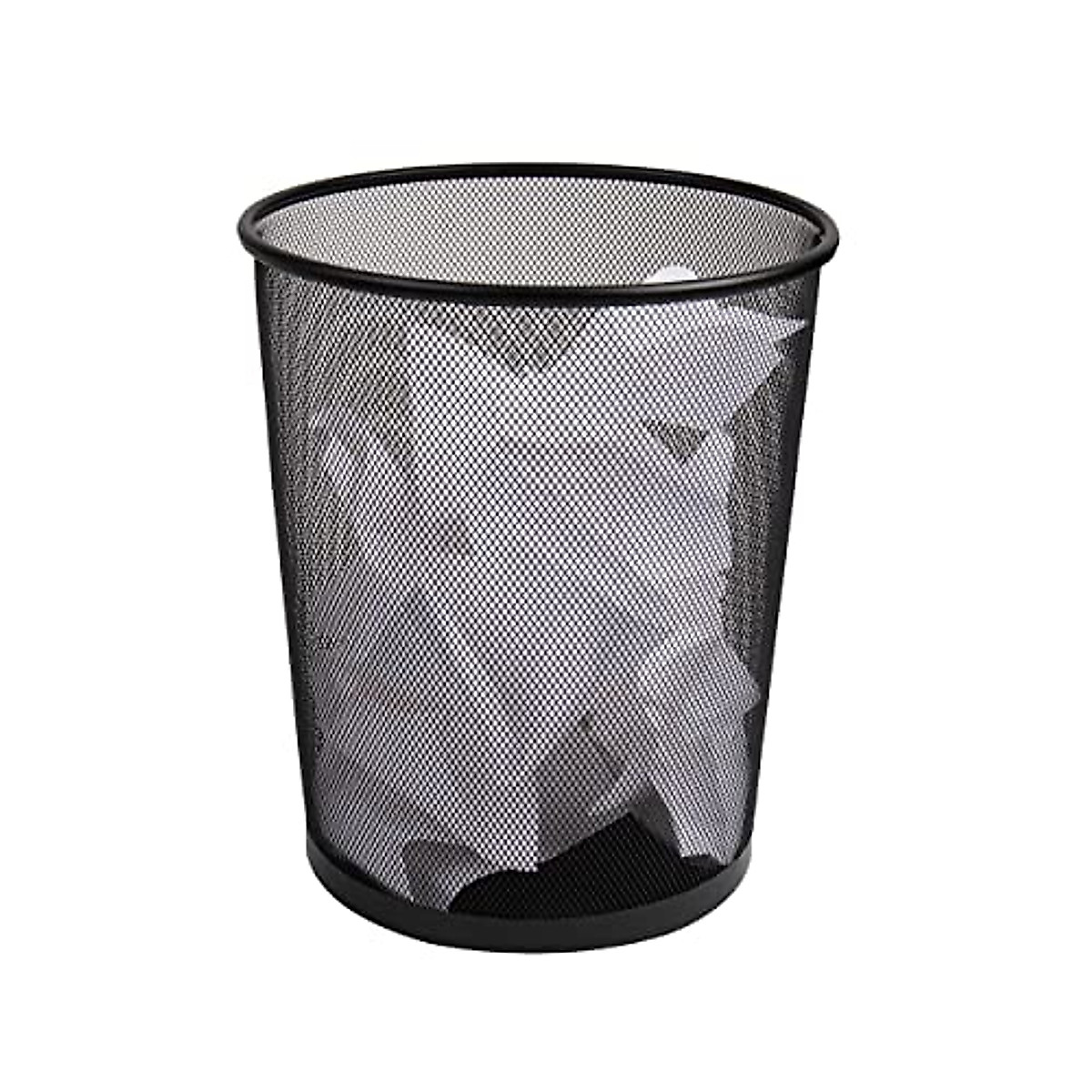 Mind Reader Garbage Waste Basket Recycling Bin Set, Round Metal Mesh, Black