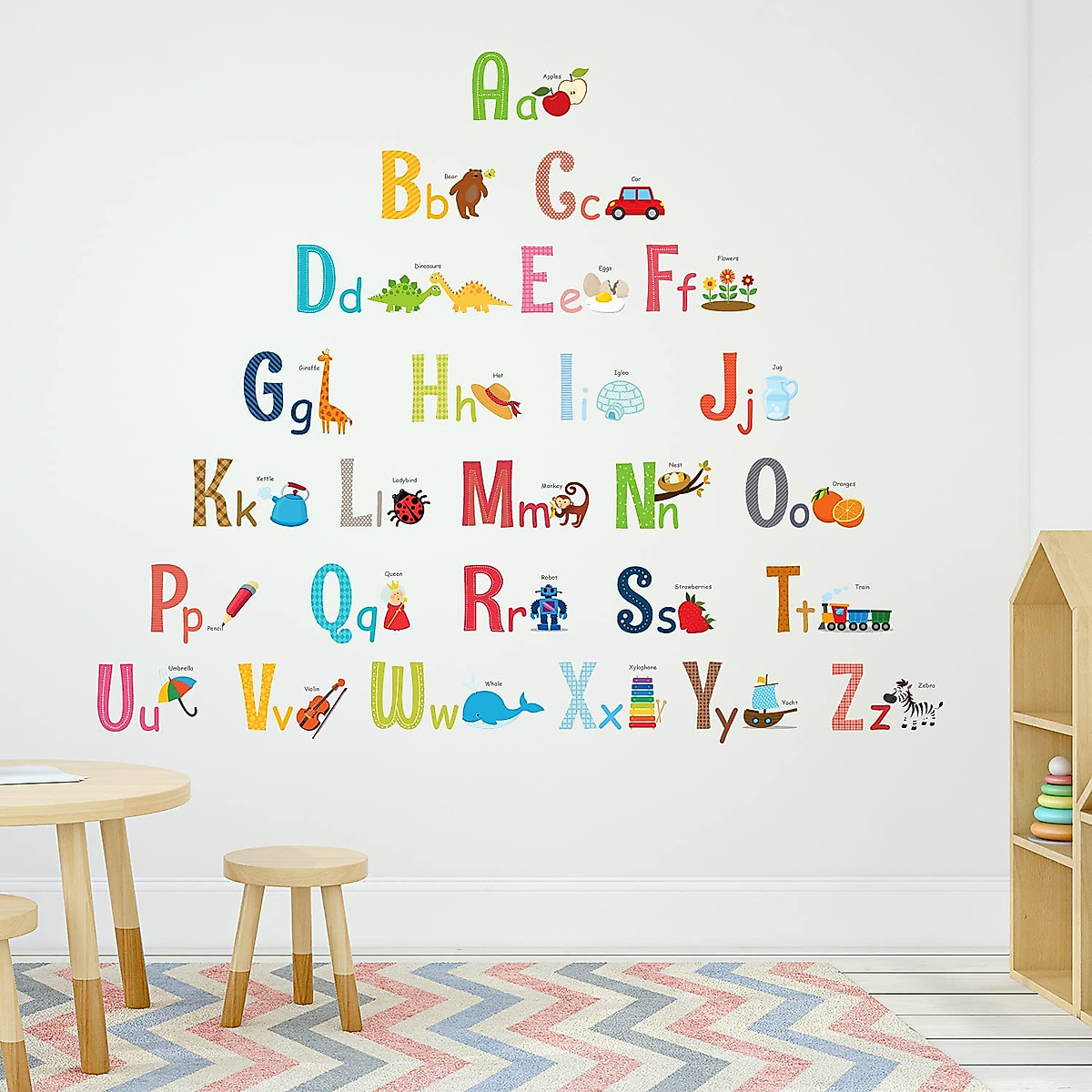 DECOWALL DA-1701 Alphabet ABC with Pictures Kids Wall Stickers Wall Decals Peel and Stick Removable Wall Stickers for Kids Nursery Bedroom Living Room (Large) d?cor