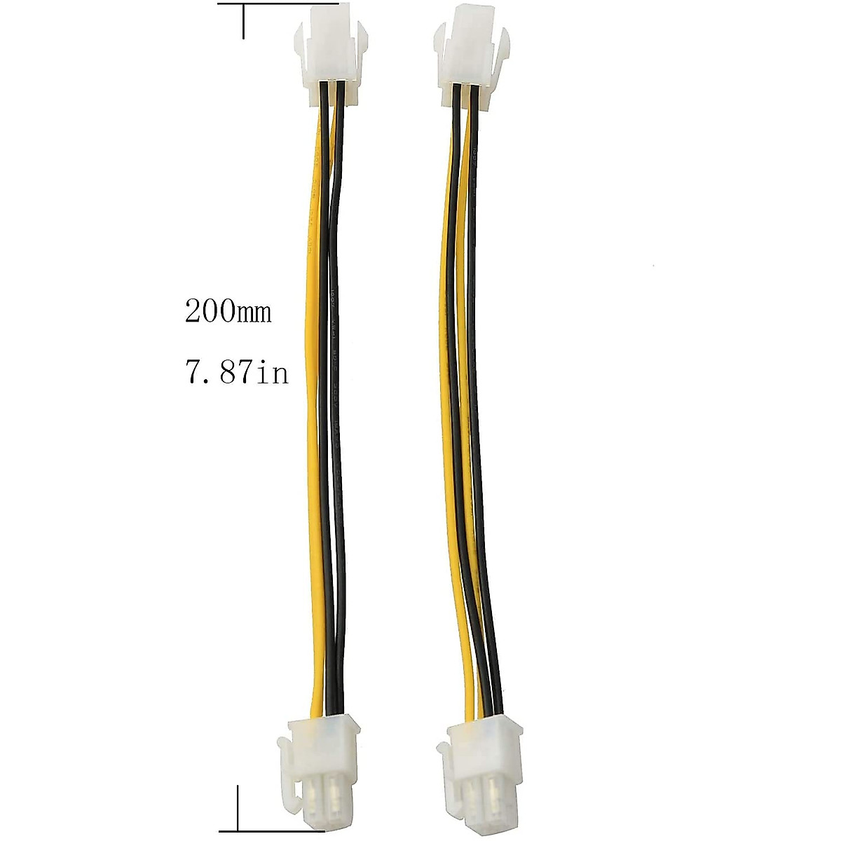 Longdex ATX Plug CPU Power Adapter Cable 4PCS 8Inch 4-Pin ATX Male to 4-Pin ATX Female 12V Motherboard Power Extension Cable