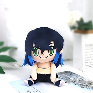 LINKOM Plush Dolls Tanjiro Nezuko Zenitsu Sitting Cute Toys Cushion Pillows Gift Collection for Kids Fans (20cm/7.87inch, Hashibira Inosuke)