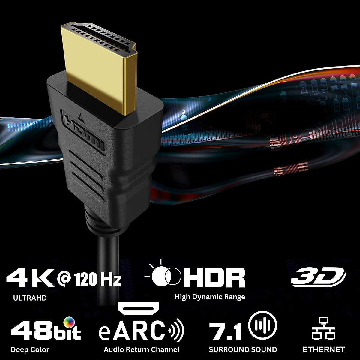 TNP HDMI Cable Left Angle 90 Degree (15FT) - High Speed HDMI 2.0 Cord, Supports UHD 4K 60hz 2K 2160p Full HD 1080p Quad HD 1440p 3D ARC/eARC Ethernet for Xbox One X/S PS4 Pro/Slim & Apple TV 4K