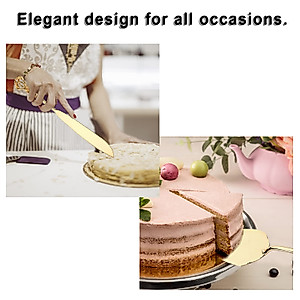 BSTKEY Gold Cake Knife and Server Set, Cake Pie Pastry Servers Crown Shape Handle Vintage Cake Serving Set for Wedding Birthday Parties Anniversary Christmas and Events