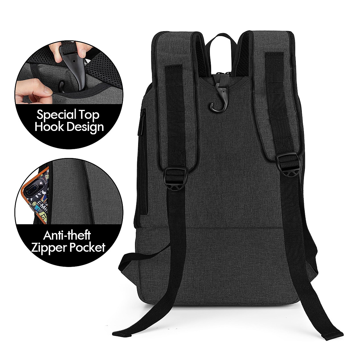 CURMIO Travel Carrying Bag for Portable Oxygen Concentrators, Universal POC Backpack with Mesh Panels for Breathability, Compatible for Inogen, Oxygo, Caire Units, for on-The-go, Black, Bag Only