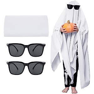 94.5''x59'' Halloween White Sheet for Ghost Costume - DIY Fabric with Sunglasses for Adult Kids Spooky Costume Hanging Ghosts Halloween Cosplay Party Outdoor Decorations