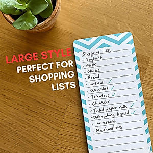 Magnetic Notepads in Large and Small Sizes for Fridge (4 Pack); Grocery Shopping List Pad, To-Do List, Reminders, Memo and Scratch Pad - Cute Modern Designs | Full Magnet Back | 50 Sheets per Note Pad