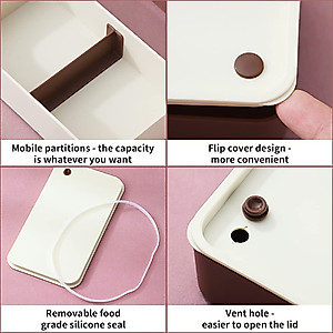 ArderLive Stackable Lunch Bento Box with Bag and Utensils, Microwave Safe, BPA-Free Eco-Friendly Lunch Containers for Adults Japanese, Yellow Denim Bag with Bonus Dip Container