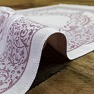 Modefa Islamic Prayer Mat Thin Woven Chenille and Taffeta Turkish Sajadah Intricate Design Metallic Ottoman Mat (White/Blue + White/Pink)