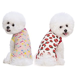 Miaododo 2 Packs Pet Dog Recovery Onesie Suit for Dogs Cats After Surgery,Dog Abdominal Wounds Bandages Cone E-Collar Alternative. (Pink, L)