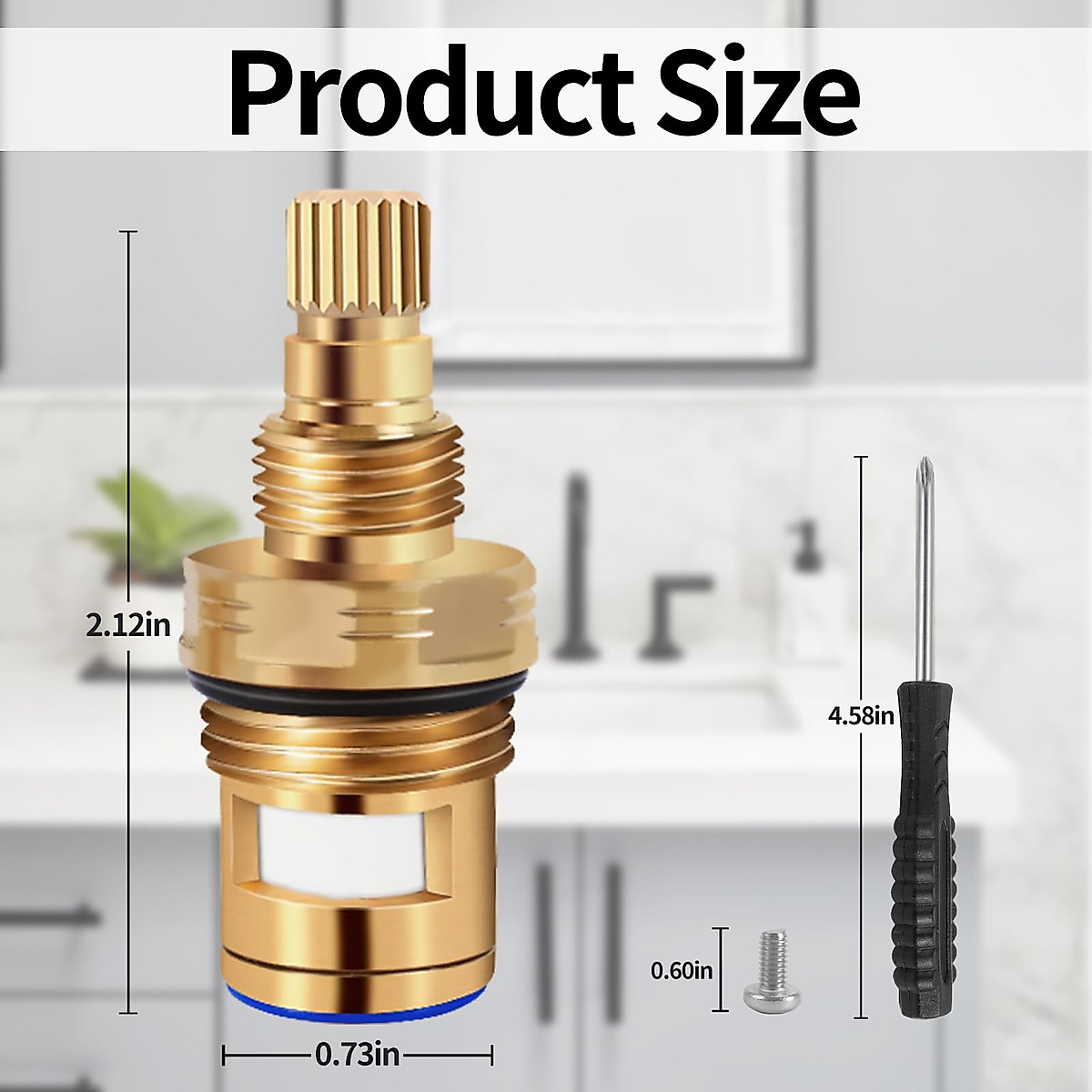 Brass KSRPL3200HC&Brass KSRPL3200CC Ceramic Cartridge Replacement Parts Set, Compatible With CC Basin Faucet Cold Ceramic Cartridge & Hot Ceramic Cartridge, 2-1/8"