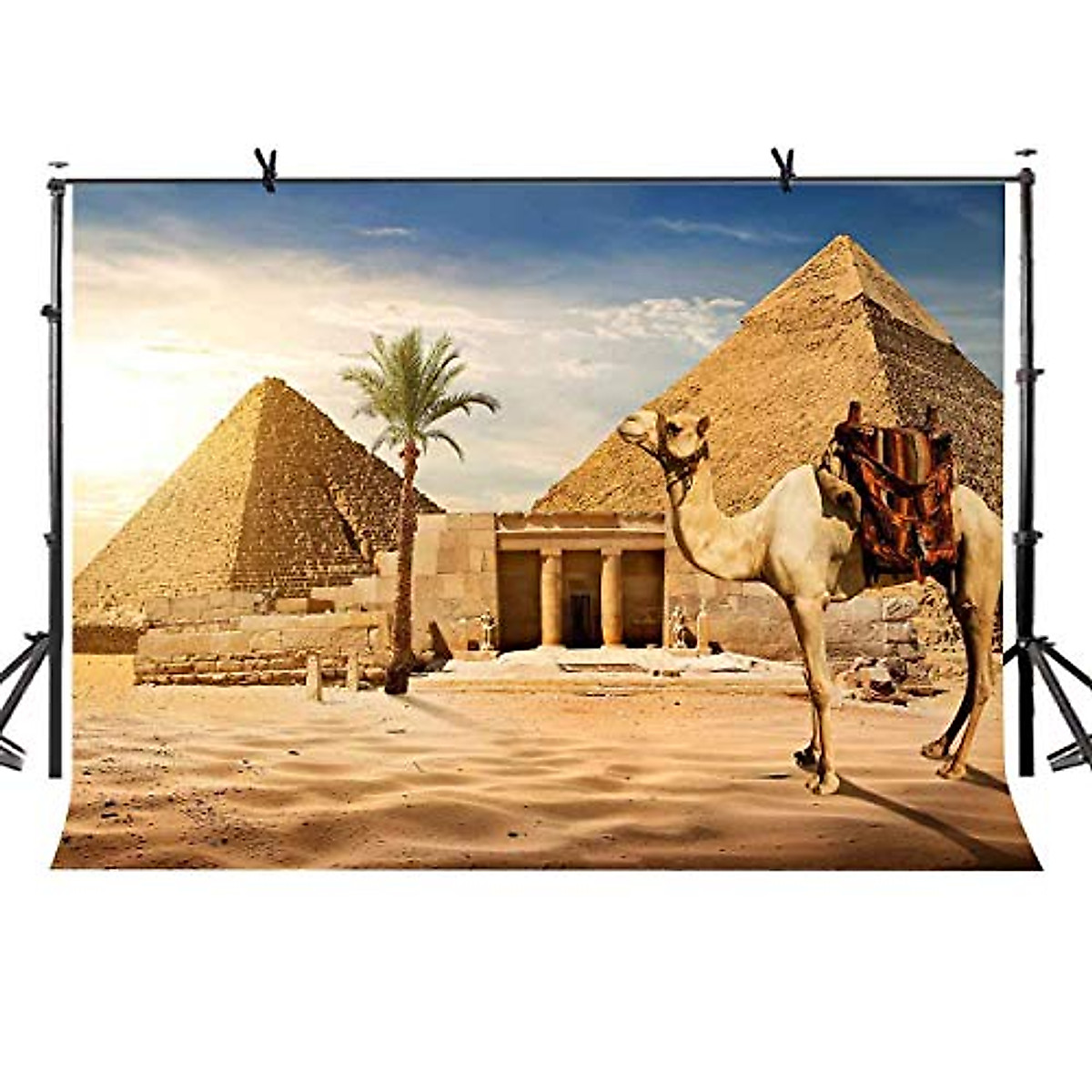 LYLYCTY 7x5ft Pyramid Backdrop Ancient Civilization Country Egypt Pyramid Camel Photography Backdrop Photo Photography Background Props Studio Indoor Decorations LY102