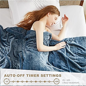 Degrees of Comfort Electric Blanket Full Size | Single Control with Auto Shut Off | Fleece Heated Blanket for Bed | Machine Washable | Blue, 80Wx84L