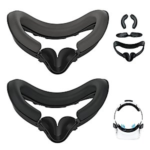 GHHKUD VR Facial Interface Bracket & Resilient Face Cover Mesh Foam Pad Replacement for Oculus Quest 2, Anti-Leakage Nose Pad, Lens Cover Removable Accessories for Oculus/Meta Quest 2 9-in-1 Sets