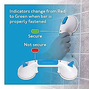 Carex Suction Shower Grab Bar – 12” Ultra Grip Shower Handle - Dual Locking Grab Bars for Bathtubs and Showers – Seniors, Disabled, Handicap, Elderly Assistance Product