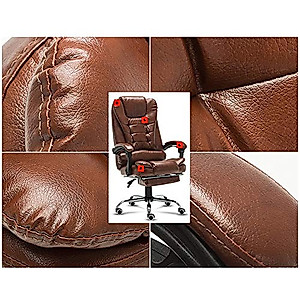 Swivel Chair Office Chair, Ergonomics Reclining Boss Seat Lifting Rotation Executive Chair with Footrest Leather Computer Chair Rated Load Capacity: 660lbs
