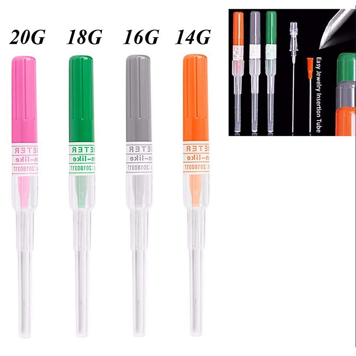 Piercing Needles - Tazay 8PCS Mixed 14G 16G 18G 20G Ear Nose Piercing Needles IV Catheter Needles for Piercing Sterilised Body Tattoo Piercings Tool for Piercing Supplies Piercing Kit (Mixed)