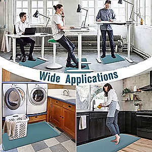 Carvapet Anti-Fatigue Floor Mat Cushioned Kitchen Comfort Mat Waterproof Non-Slip Standing Desk Mats and Rugs Heavy Duty PVC Ergonomic Foam Mat for Home Kitchen Office Laundry,Teal,17.3"x28"