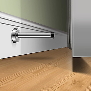 Long Door Stops, Stainless Steel Door Stopper, 8 Inch Commercial Doorstop Door Holder Wall Mounted, Large Modern Brushed Metal Solid Door Bumper w/Mute Rubber Tip, Heavy Duty Door Stopper