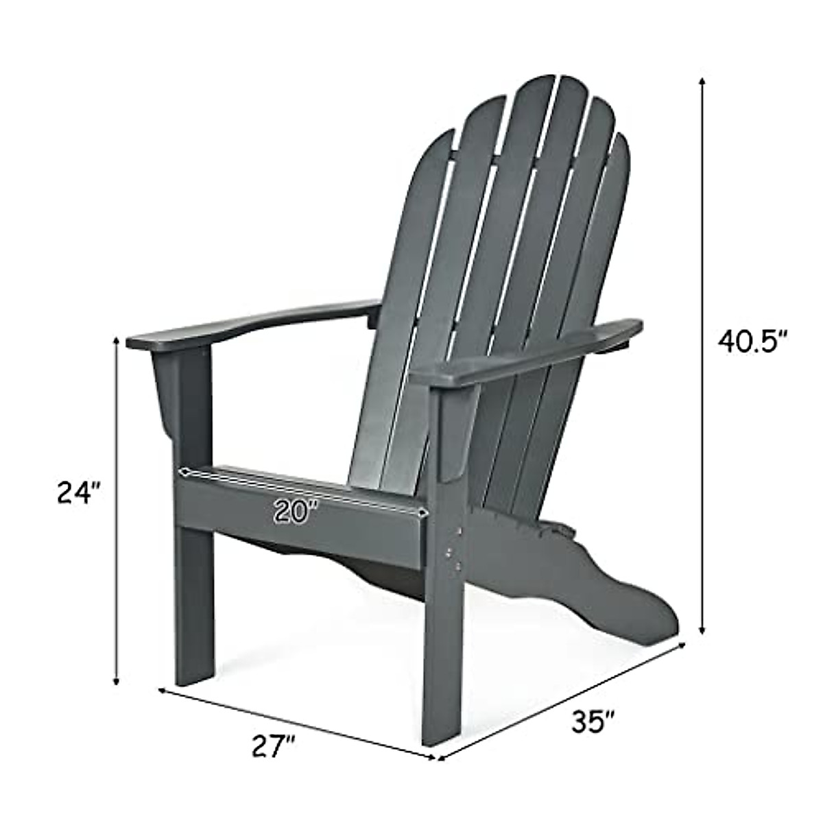WYFDP Outdoor Chairs Solid Wood Patio Garden Terrace Furniture Grey