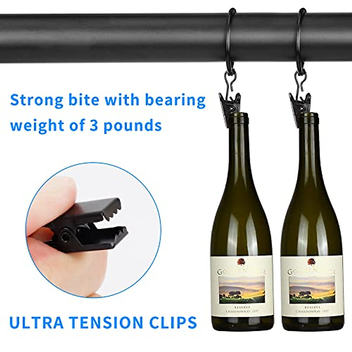 HAOBAOBEI 45 Pack Curtain Rings with Clips, Metal Matte Vintage Drapery Clips with Rings, Rustproof Decorative Drapery Curtain Clip Rings Hooks, 1 Inch Interior Diameter, Fits up to 5/8" Rod, Black