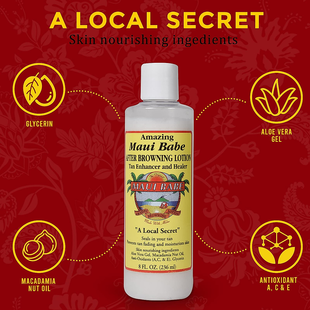 Maui Babe After Browning Lotion, Tan Enhancer & Healer - After Sun Tan Extender Body Lotion To Prevent Tan Fading- Natural Moisturizing & Healing After Sun Care Cream- Made In USA, 8 Ounces