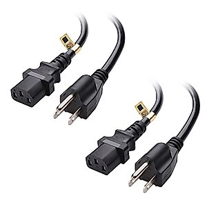 Cable Matters 2-Pack UL Listed 13 Amps 3 Prong Power Cord 3 ft, 16 AWG C13 Power Supply Cable / IEC Power Cable, TV Power Cord, Computer Power Cord (NEMA 5-15P to IEC C13)