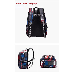 School Bag Boy School Bag Laptop Backpack with USB Portable Waterproof (blue foliage)