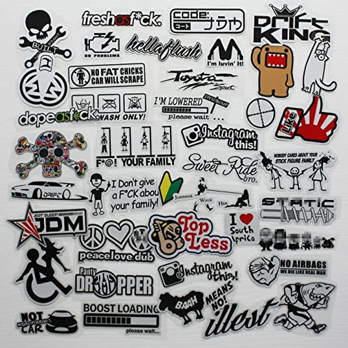 Racing Decals Funny Car Decal Stickers Reflective Hard Hat Stickers Adult Decals JDM Domo Fmaily Windows Decals