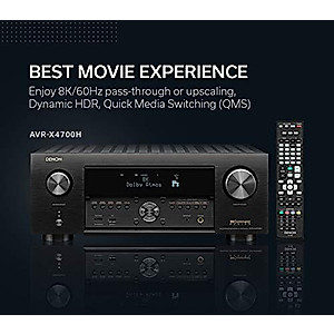 Denon AVR-X4700H 8K Ultra HD 9.2 Channel (125 Watt X 9) AV Receiver 2020 Model - 3D Audio & Video with IMAX Enhanced, Built for Gaming, Music Streaming, Alexa + HEOS