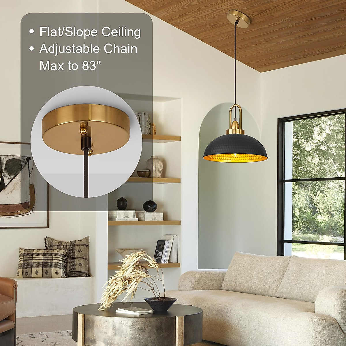 ALAISLYC Black Pendant Lights Matte Pendant Lighting for Kitchen Island Industrial Adjustable Height Vintage Dome Hanging Light Fixtures for Barn, Dining Room 3 Pack