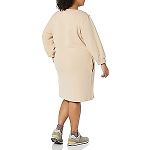 Amazon Essentials Women's Relaxed Fit French Terry Blouson Sleeve Crewneck Sweatshirt Dress (Available in Plus Size), Beige, 4X