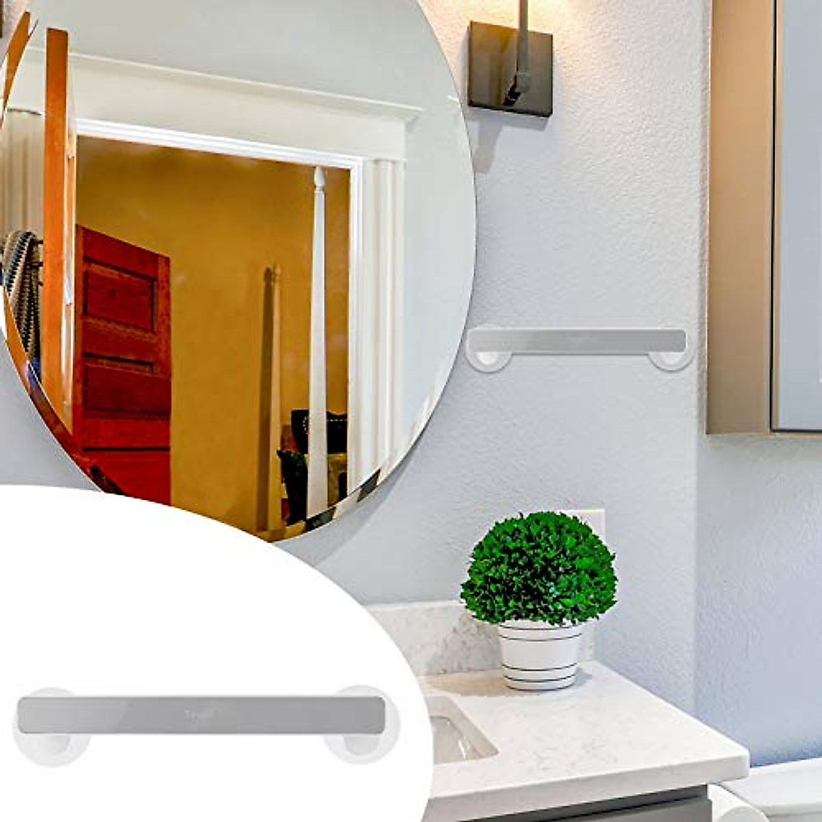 Cabilock Towel Bar Suction Cup Towel Holder Kitchen Storage Organizer Hanger Wall Mount Bathroom Towel Rack for Home Hotel Shower Room Grey