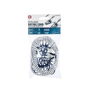 SE 10' Elastic Drying Cord with Weather Resistant Clips - OD-CL006