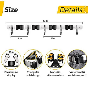 Laufary Broom Holder Wall Mount 4 R 5 H,Stainless Steel Mop Holder Wall Mount,Easy to Install Broom Storage Rack, for Home, Kitchen, Garden, Garage Organizing