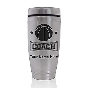 SkunkWerkz Commuter Travel Mug, Basketball Coach, Personalized Engraving Included
