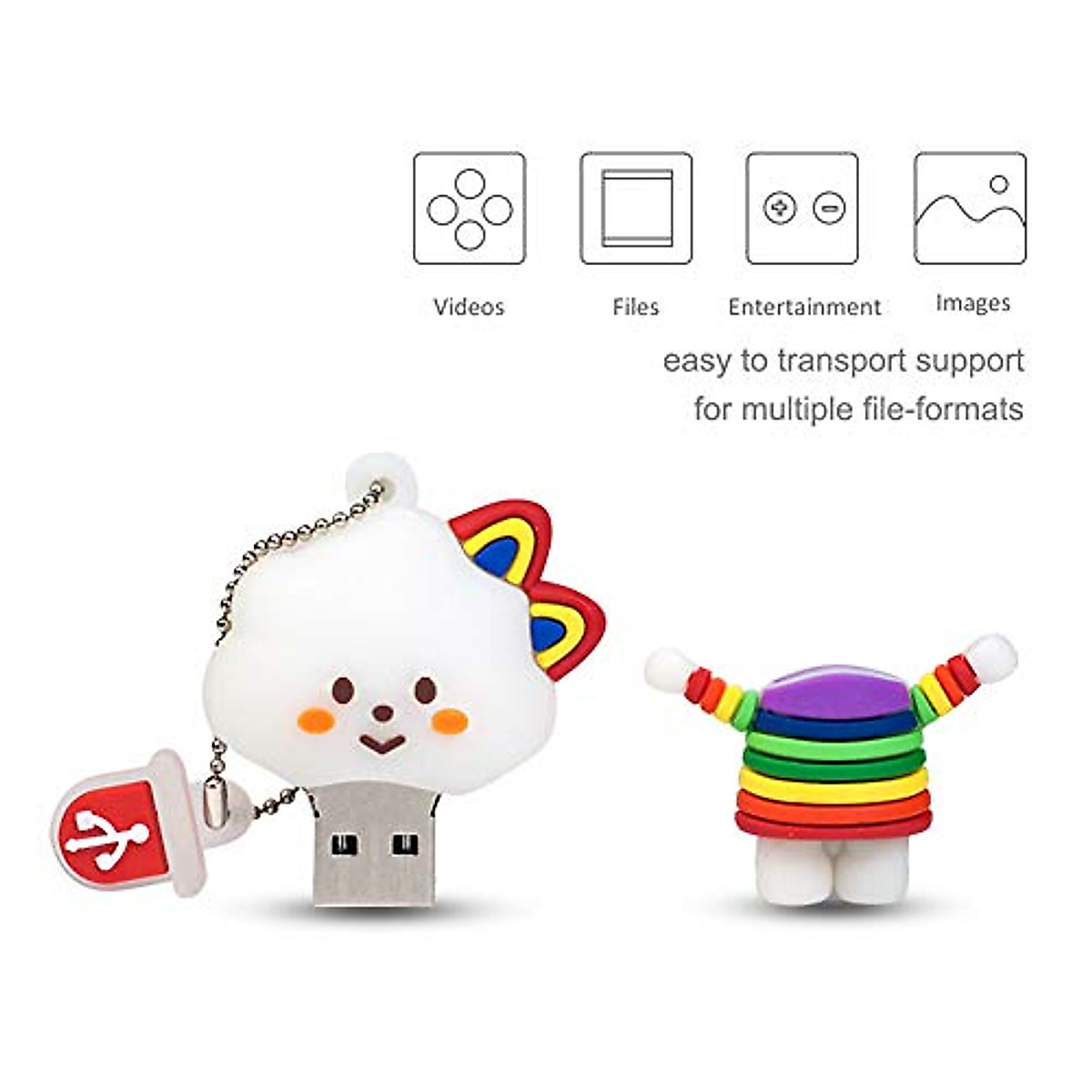 BorlterClamp 32GB USB Flash Drive Cute Cartoon Cloud Girl Model Memory Stick, Gift for Students and Children