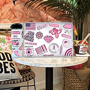 100pcs Preppy Stickers Pink Cute Vinyl Aesthetic Water Bottle Stickers Waterproof 100 Sticker Pack for Laptop Water Bottles Computer Phone Stickers for Kids Teen Girls Stocking Stuffer Gift