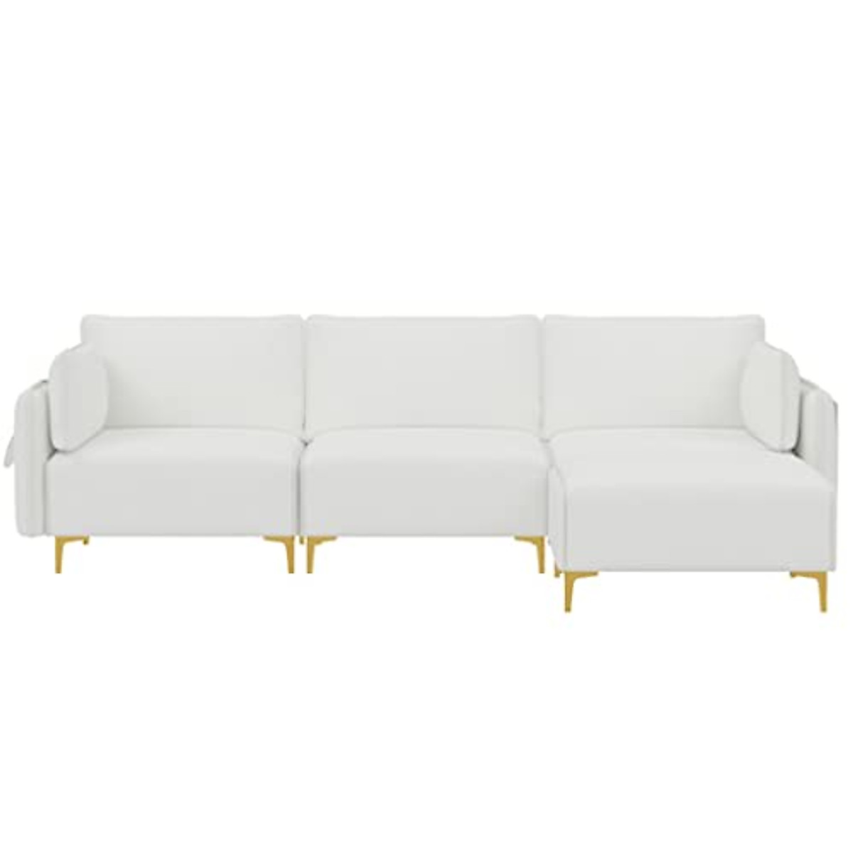 sgzyl L Shape Sectional Sofa with USB Beige Fabric