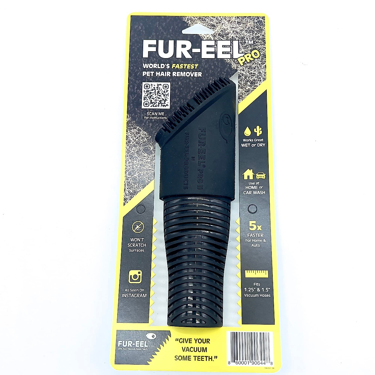 Buff Brite Fur Remover PRO II (2.0) with Fang Adapter - Dog and Cat Grooming Tool, Vacuum Attachment for Pet Hair Removal