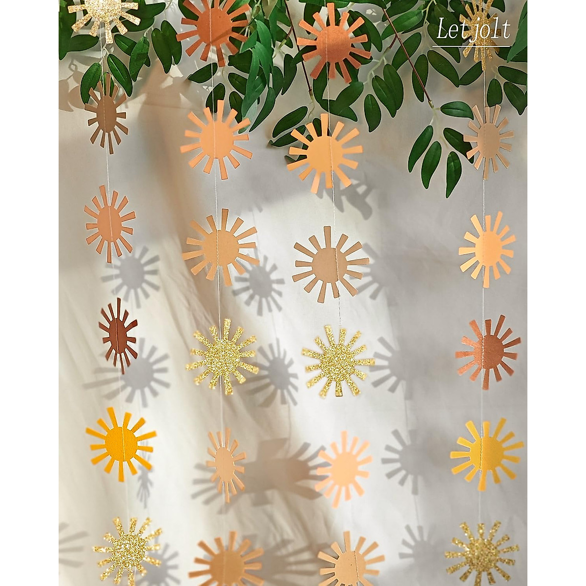 Letjolt Brown Glitter Sunshine Garland Sunny Banner Theme Birthday Party Supplies Hanging Baby Shower Wedding Classroom Nursery Decoration 2 pcs